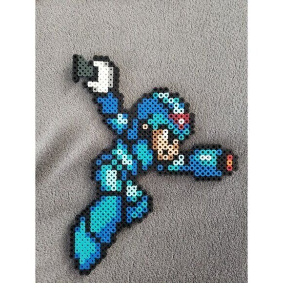 Handmade | Wall Decor | Mega Man X With Fire Ball Perler Bead Art Pixel ...